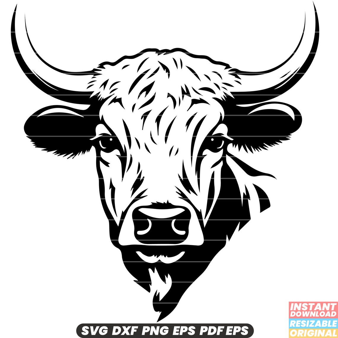 Cow SVG, Cow DXF, Cow PNG: Farm Animal Digital Art for Instant Download ...