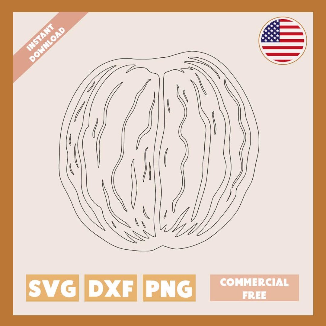 Walnut Outline SVG PNG DXF Ekg Cut File Clipart Instant Download ...