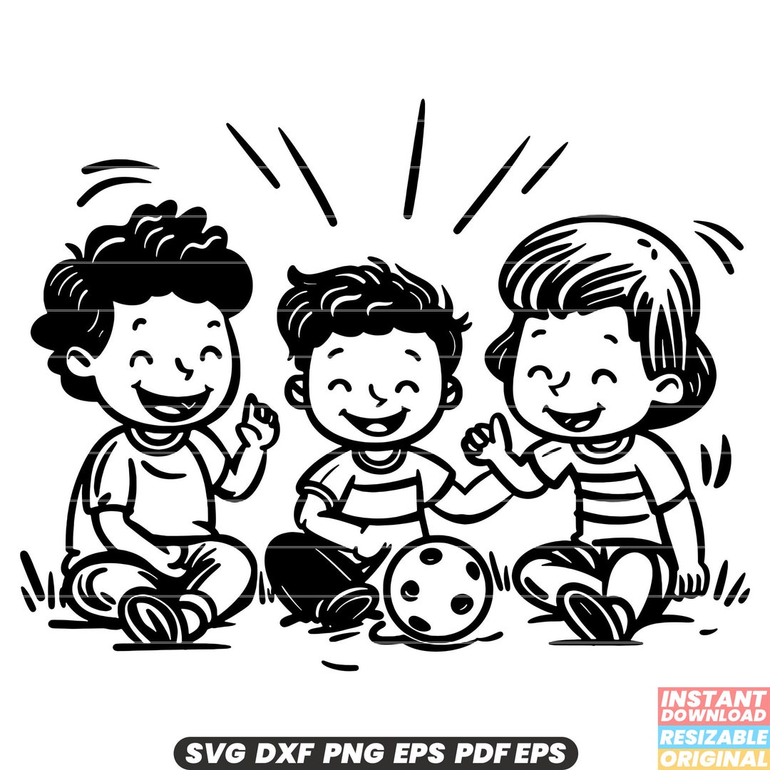 Kids Playing SVG Childhood Illustration Kids Playing Clipart Happy ...
