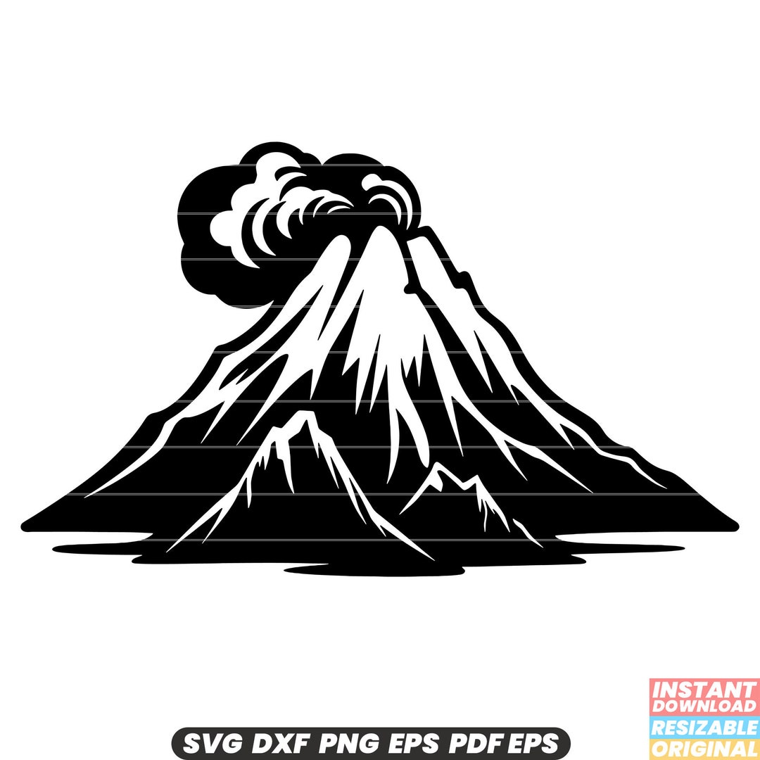 Volcano SVG Eruption Illustration Natural Disaster Clipart Volcano ...