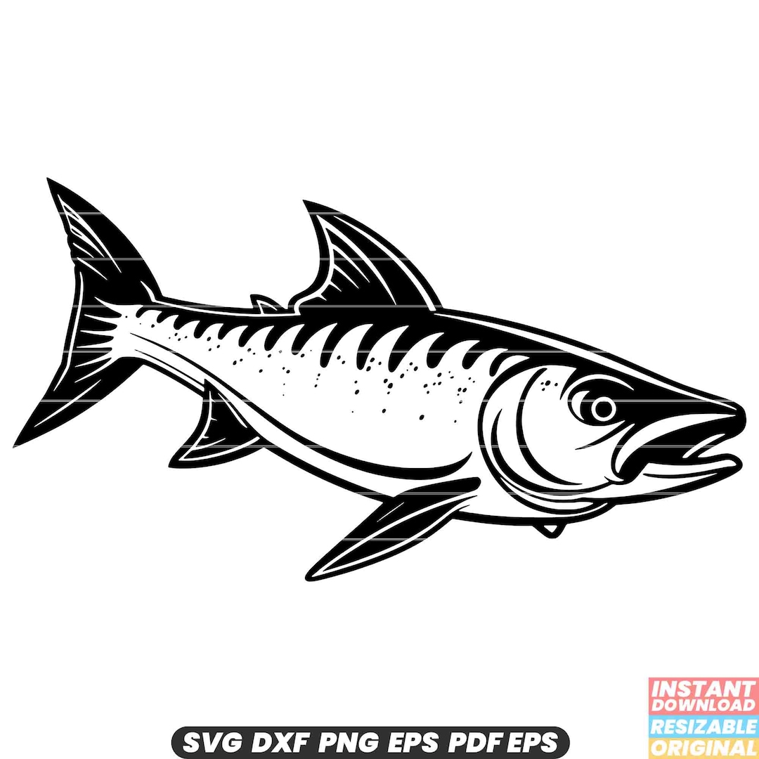 Sturgeon Fish SVG - Freshwater Fish Illustration, Aquatic Creature ...