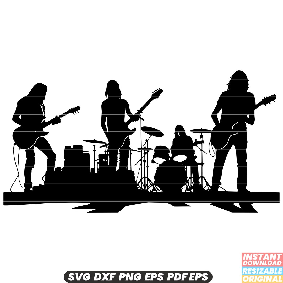 Rock Band Music Group Musicians Performance Concert Guitar Drums Bass ...