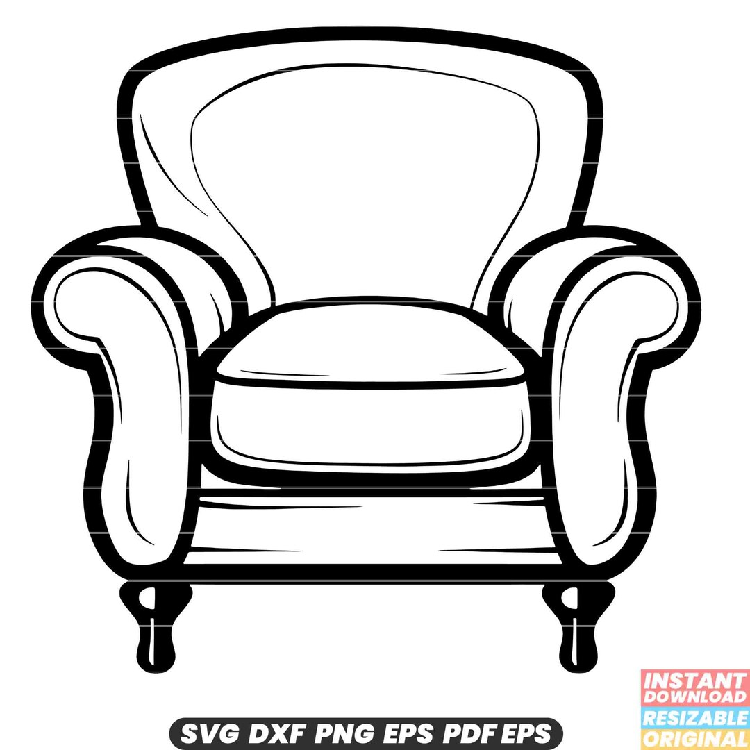 Soft Chair SVG - Comfortable Seating, Upholstered Armchair, Cozy ...