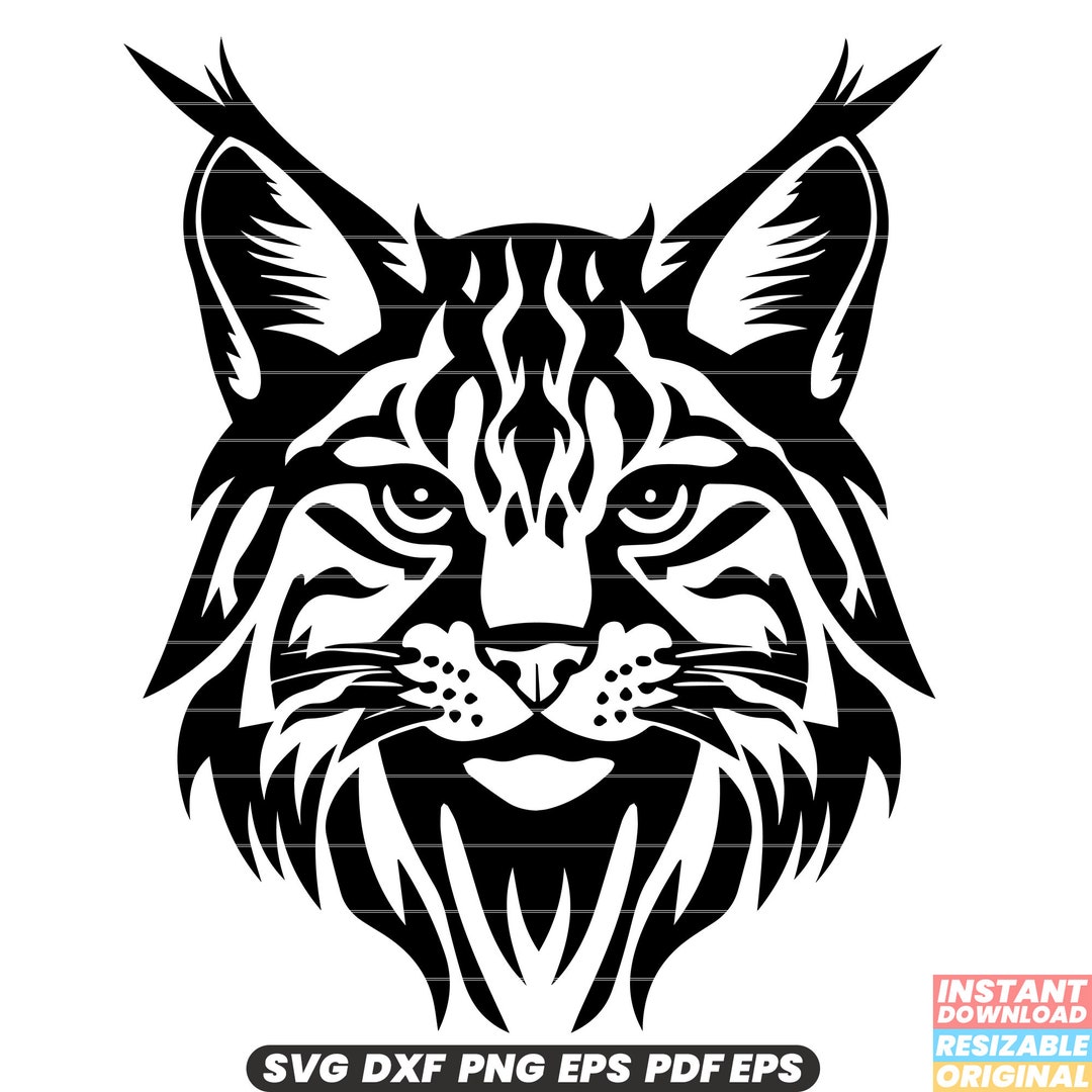 Bobcat Wildlife Animal Mammal Feline Nature Forest SVG DXF PNG Cut File ...