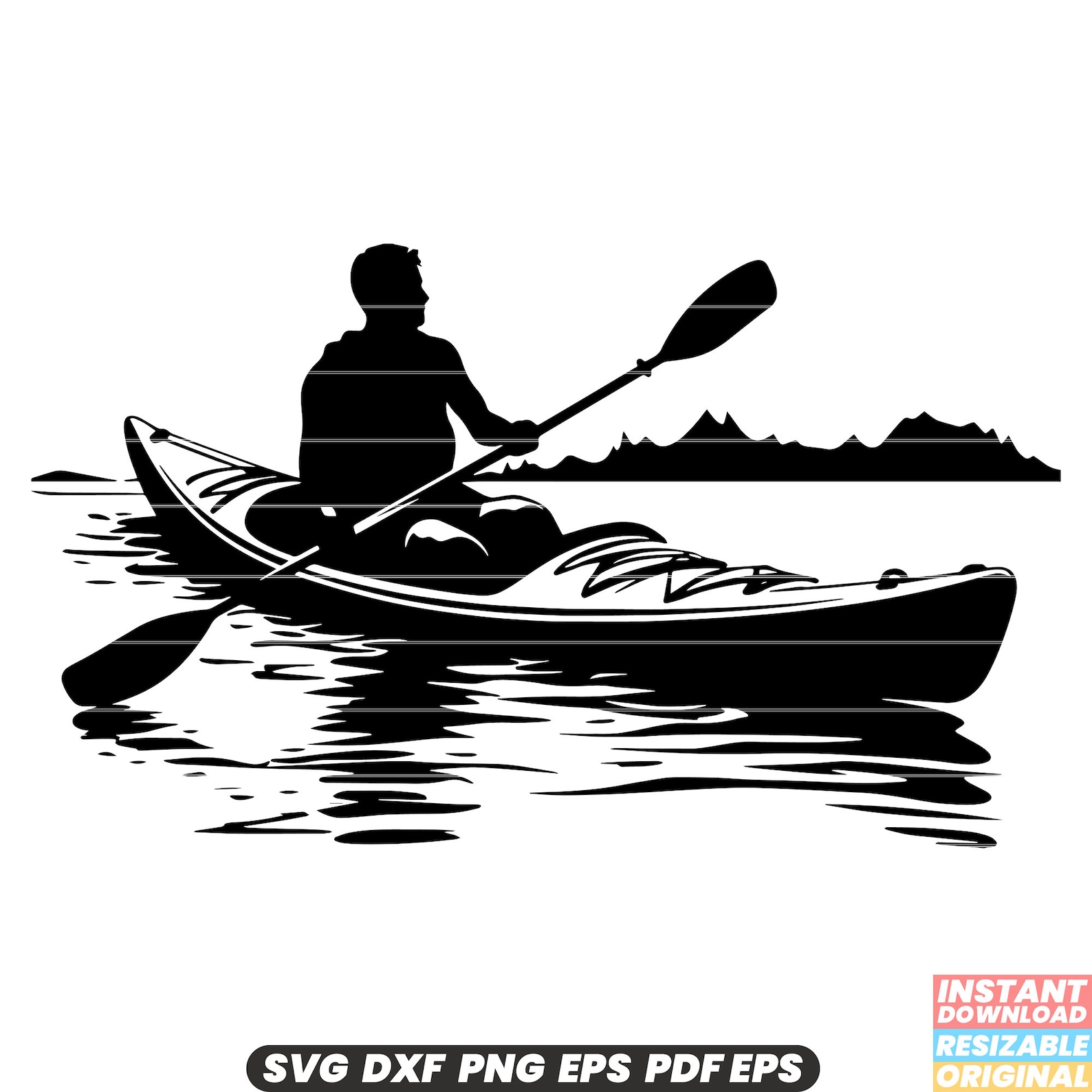 Kayak Boat Canoe Paddle Water Sport Adventure Recreation Outdoor SVG ...