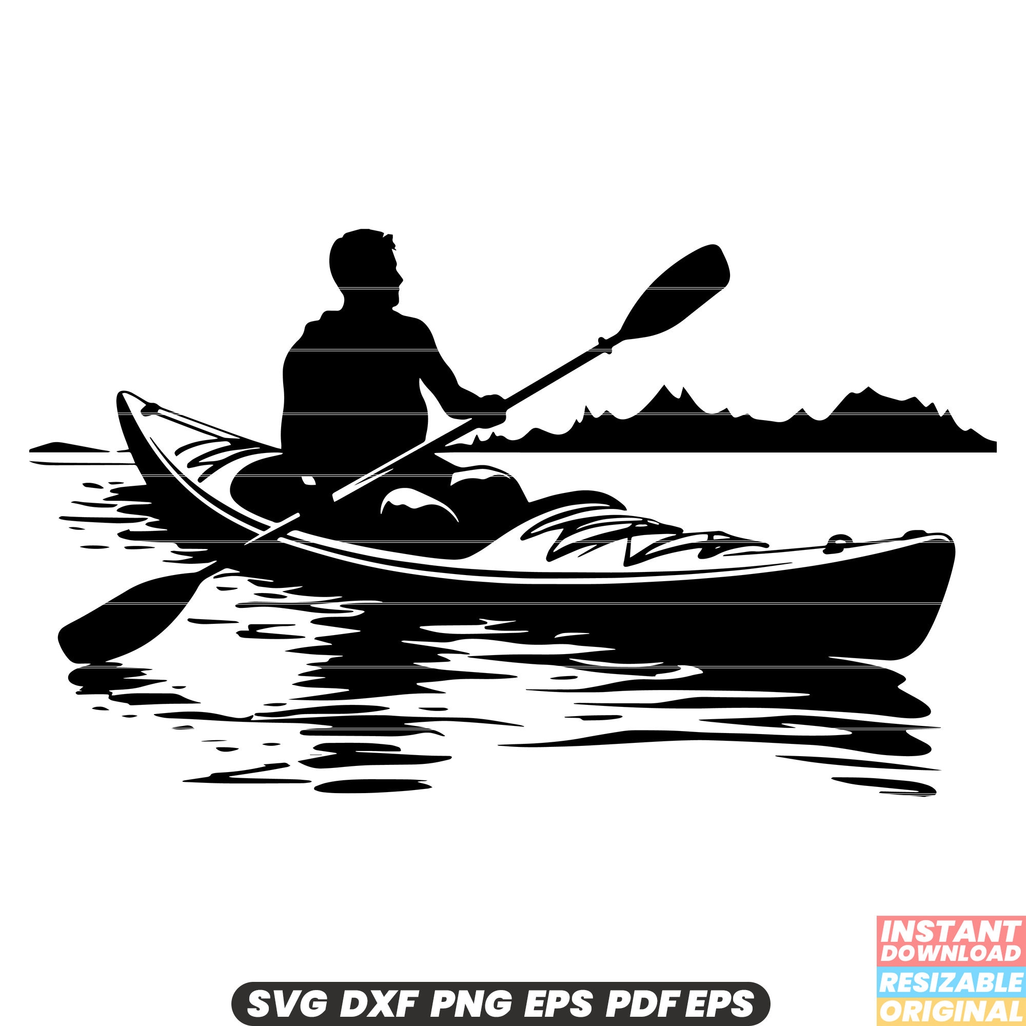 Kayak Boat Canoe Paddle Water Sport Adventure Recreation Outdoor SVG ...