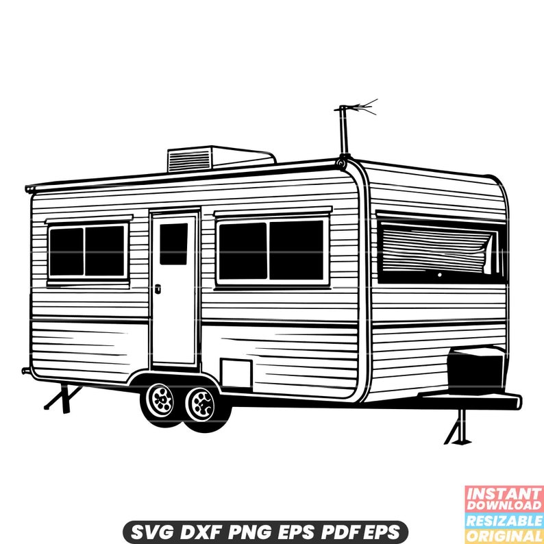 Mobile Home SVG Trailer House Motorhome Camper Caravan Transport DXF ...