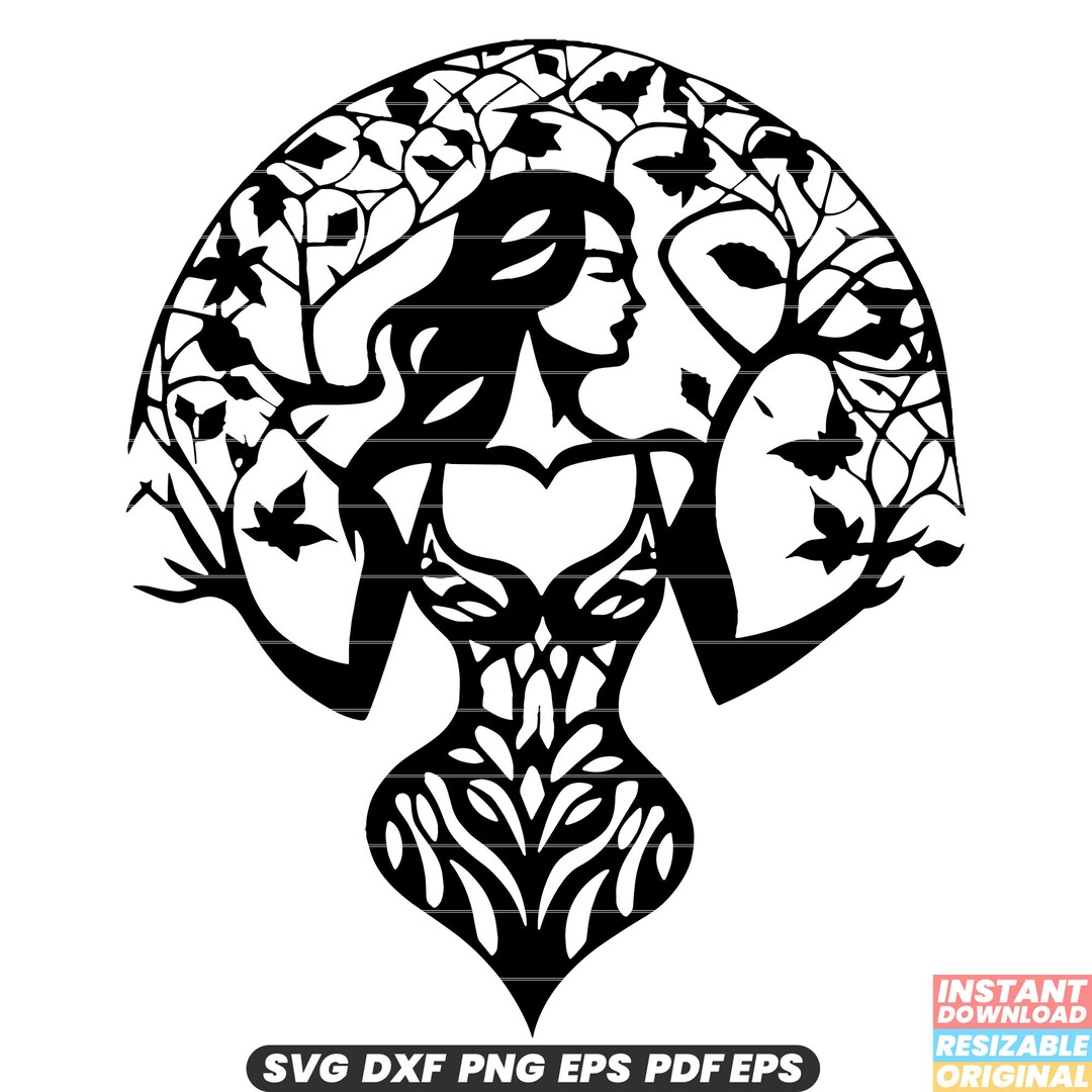 Tree Woman SVG Nature Illustration Tree Woman Clipart Forest Spirit ...