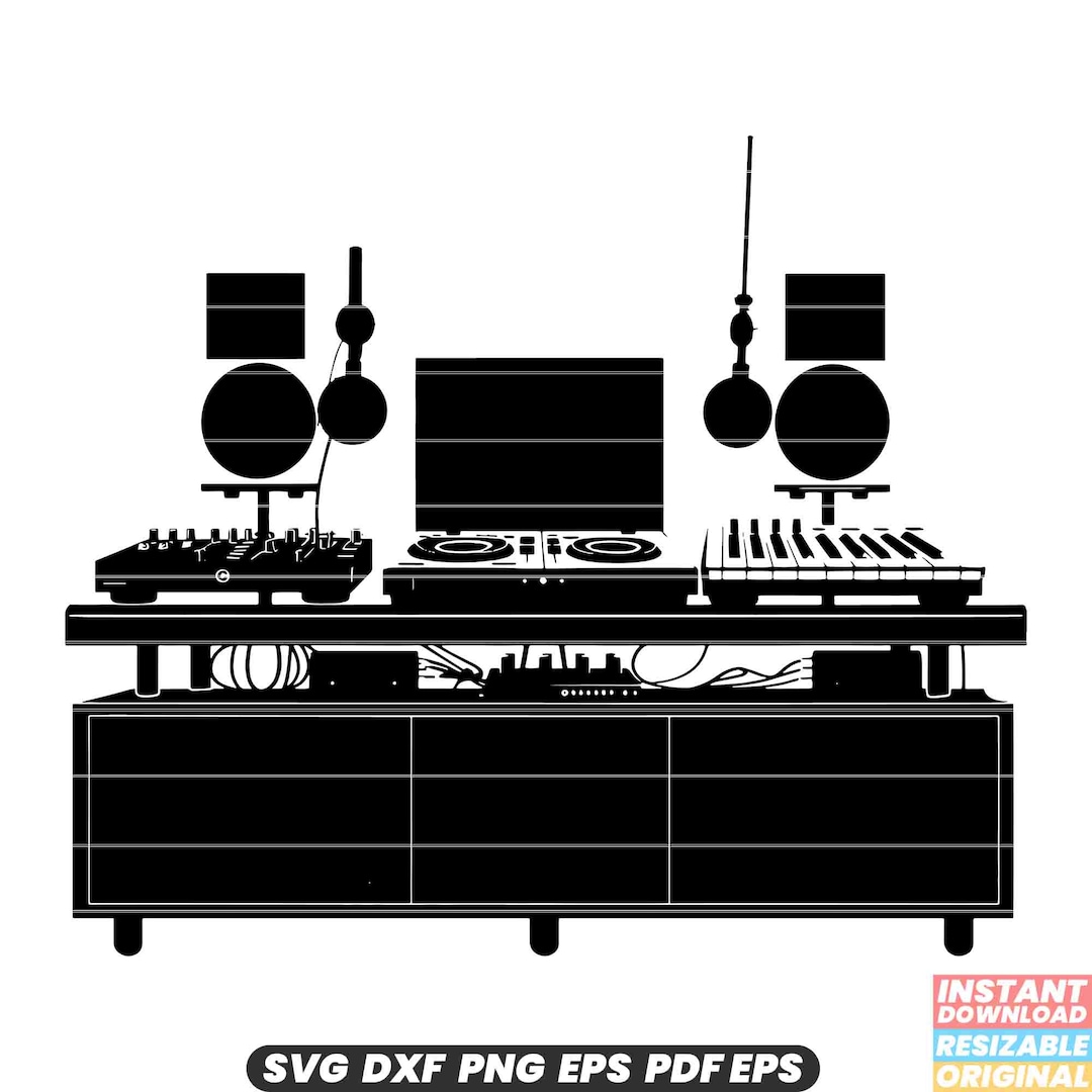 Disk Jockey Setup SVG Dj Music Party Club Nightlife Mixer Turntable ...