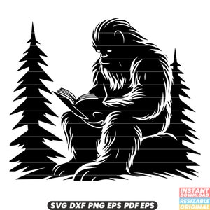 Bigfoot Reading Book Wilderness Sasquatch Forest Mythical Beast ...