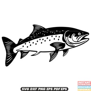 Salmon Fish Aquatic Wildlife River Ocean Freshwater Fishing SVG DXF PNG ...