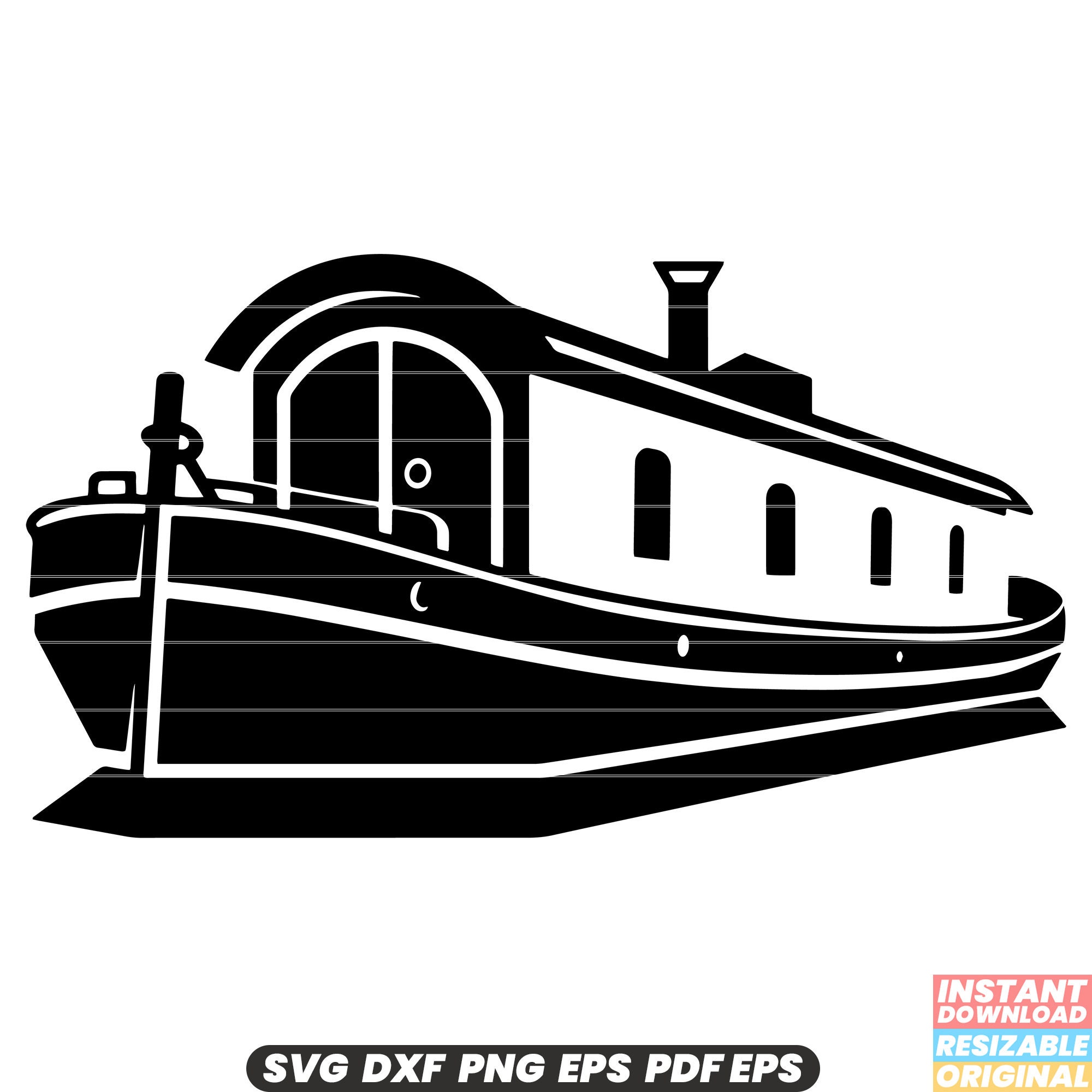 Narrowboat Canal Barge Waterway Transport Houseboat River Vessel SVG ...