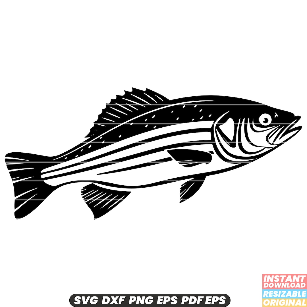 Striped Bass SVG Striped Bass DXF Striped Bass PNG Angler's Designs for ...