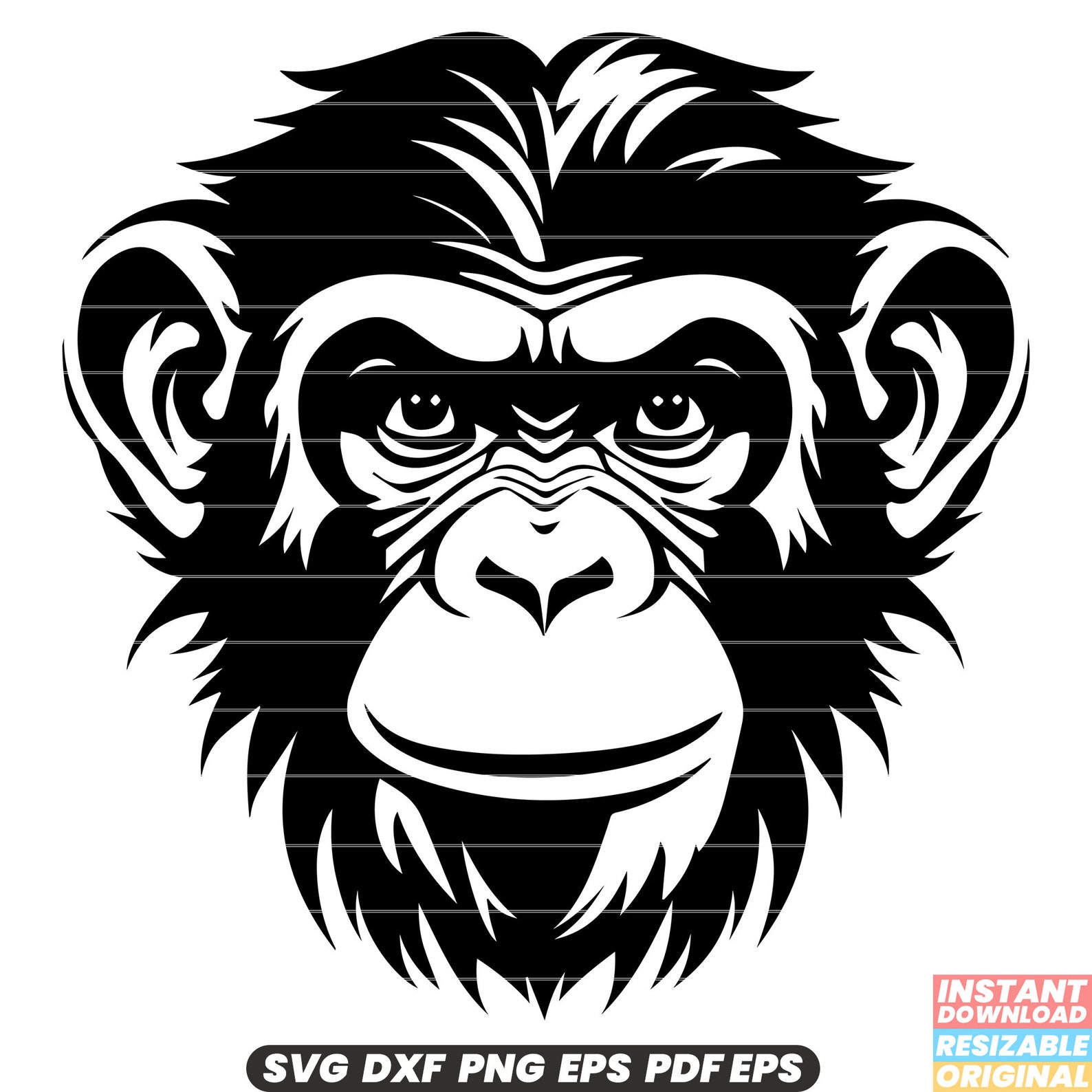 Chimpanzee SVG Chimpanzee DXF Chimpanzee PNG: Primate - Etsy