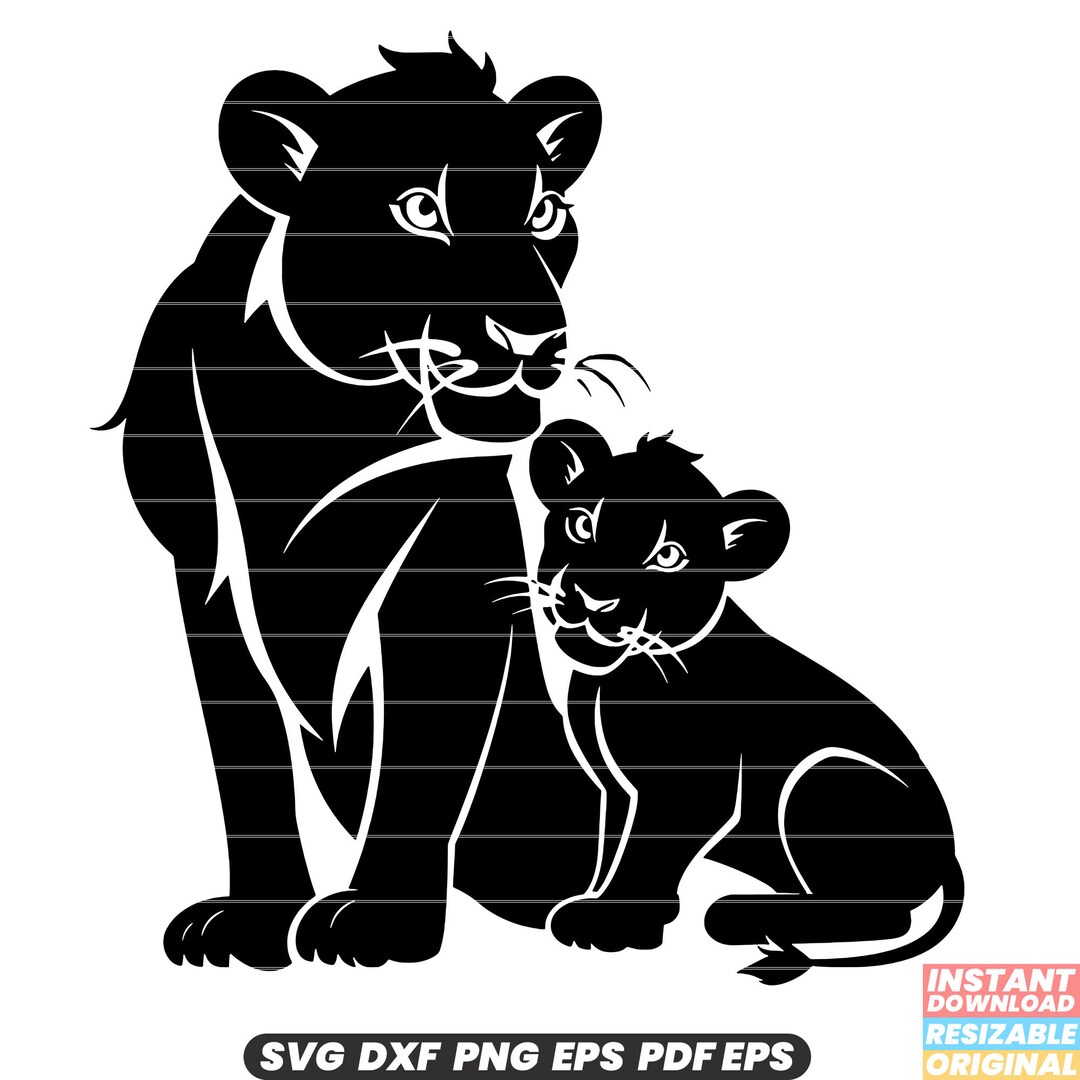 Mom Lion SVG Wildlife Illustration Mother Lion Clipart Big Cat Graphic ...