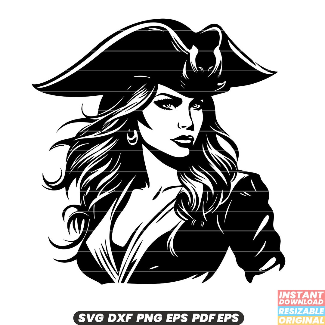 Female Pirate SVG Pirate Illustration Woman Buccaneer Clipart Pirate ...