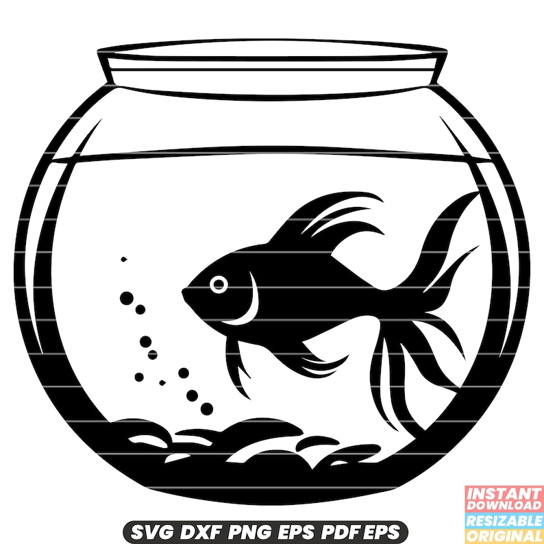 Fish Bowl Aquarium Water Tank Pet Aquatic Marine SVG DXF PNG Cut File ...
