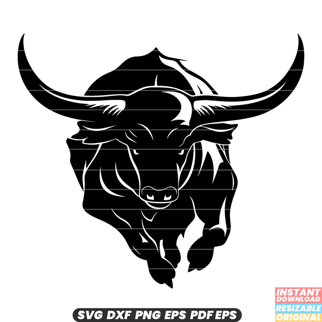 Longhorn Bull SVG - Western Cattle, Longhorn Illustration, Ranch Animal ...