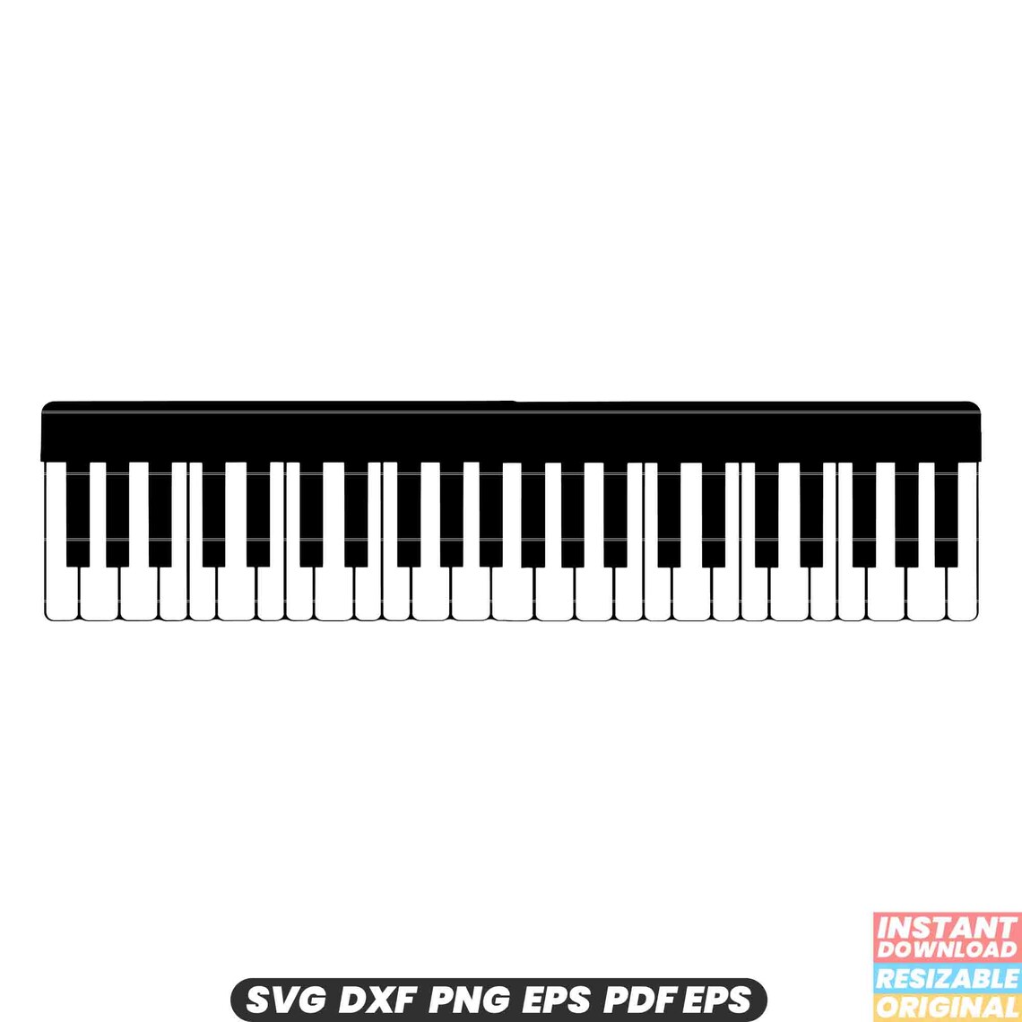 Piano Keys SVG Music Instrument Keyboard Notes Octaves Harmony DXF PNG ...
