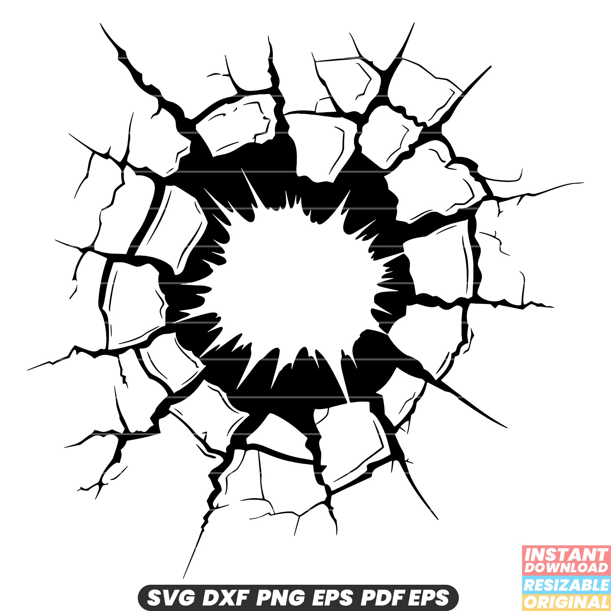 Cracked Wall SVG Broken Surface Illustration Damaged Wall Clipart ...