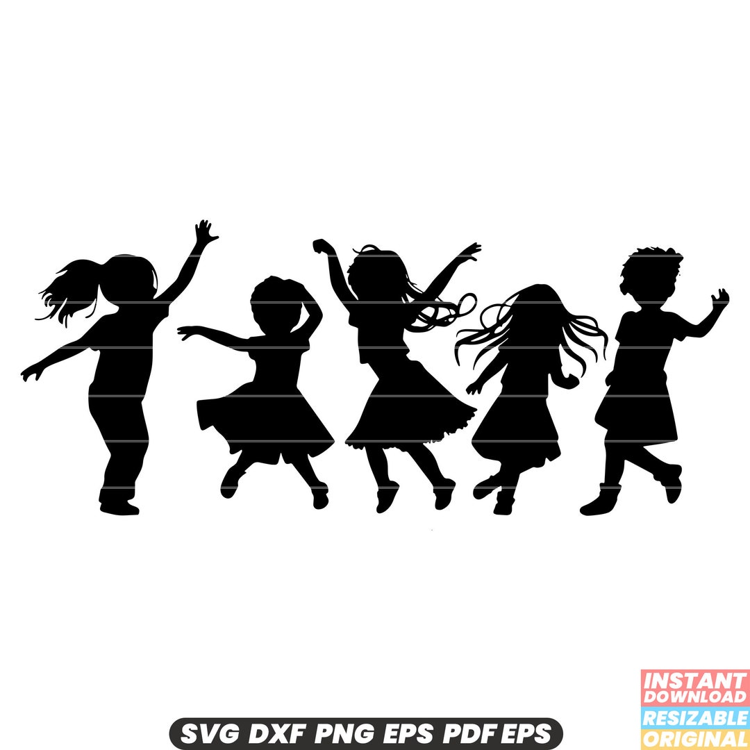 Kids Dancing SVG, Kids Dancing DXF, Kids Dancing PNG, Kids Dancing ...