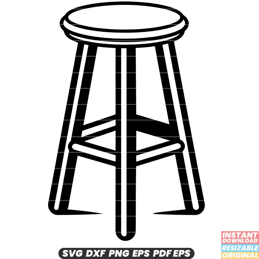 Stool SVG - Seating Furniture, Bar Stool, Kitchen Counter Chair, Modern ...