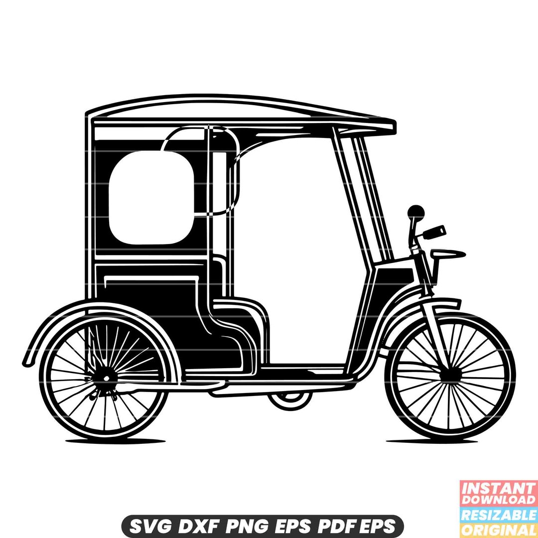 Rickshaw SVG - Traditional Asian Transport, Pedicab Illustration, Cycle ...