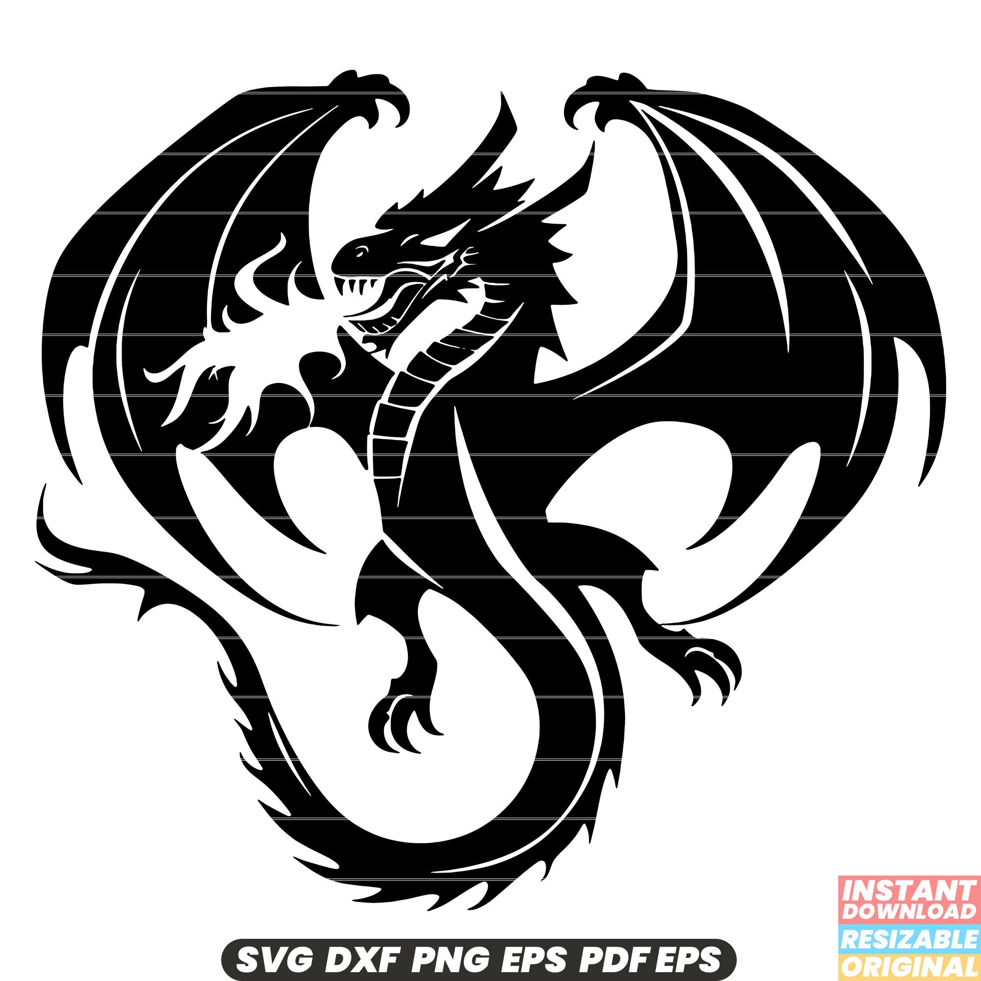 Dragon With Fire SVG Mythical Creature, Fire-breathing Dragon ...