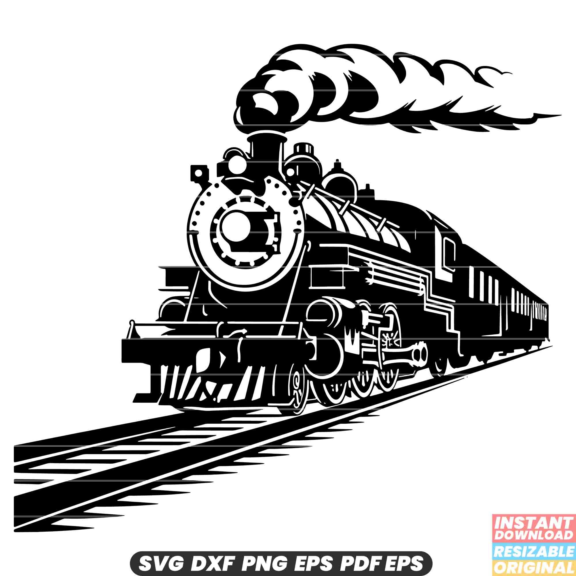 Steam Engine Locomotive Train SVG Vintage Train Illustration, Retro ...