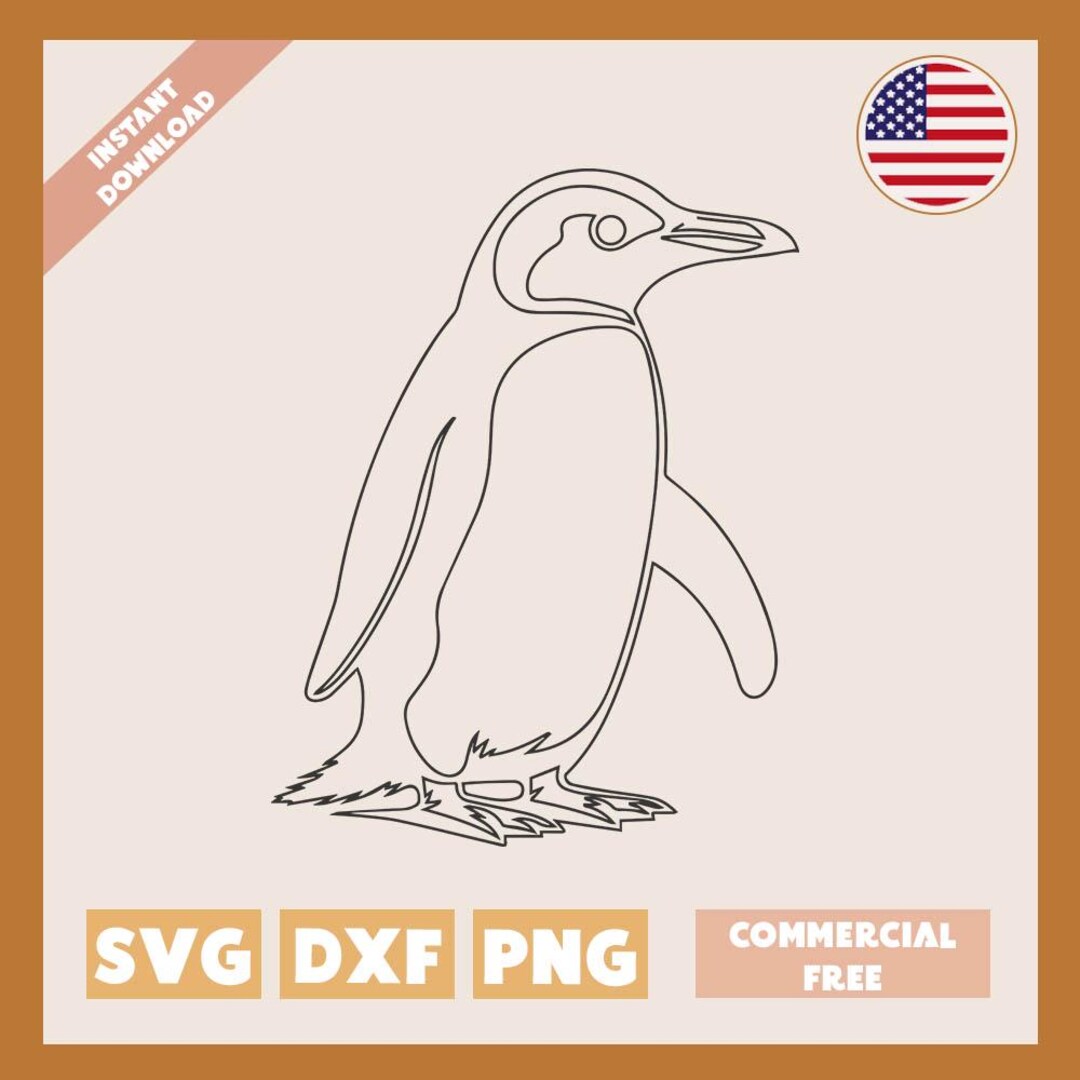 Penguin Outline SVG PNG DXF Ekg Cut File Clipart Instant Download ...