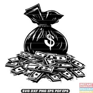 Money Stack Bag Hustle SVG Cool Swag Currency Dollar Wealth Finance ...