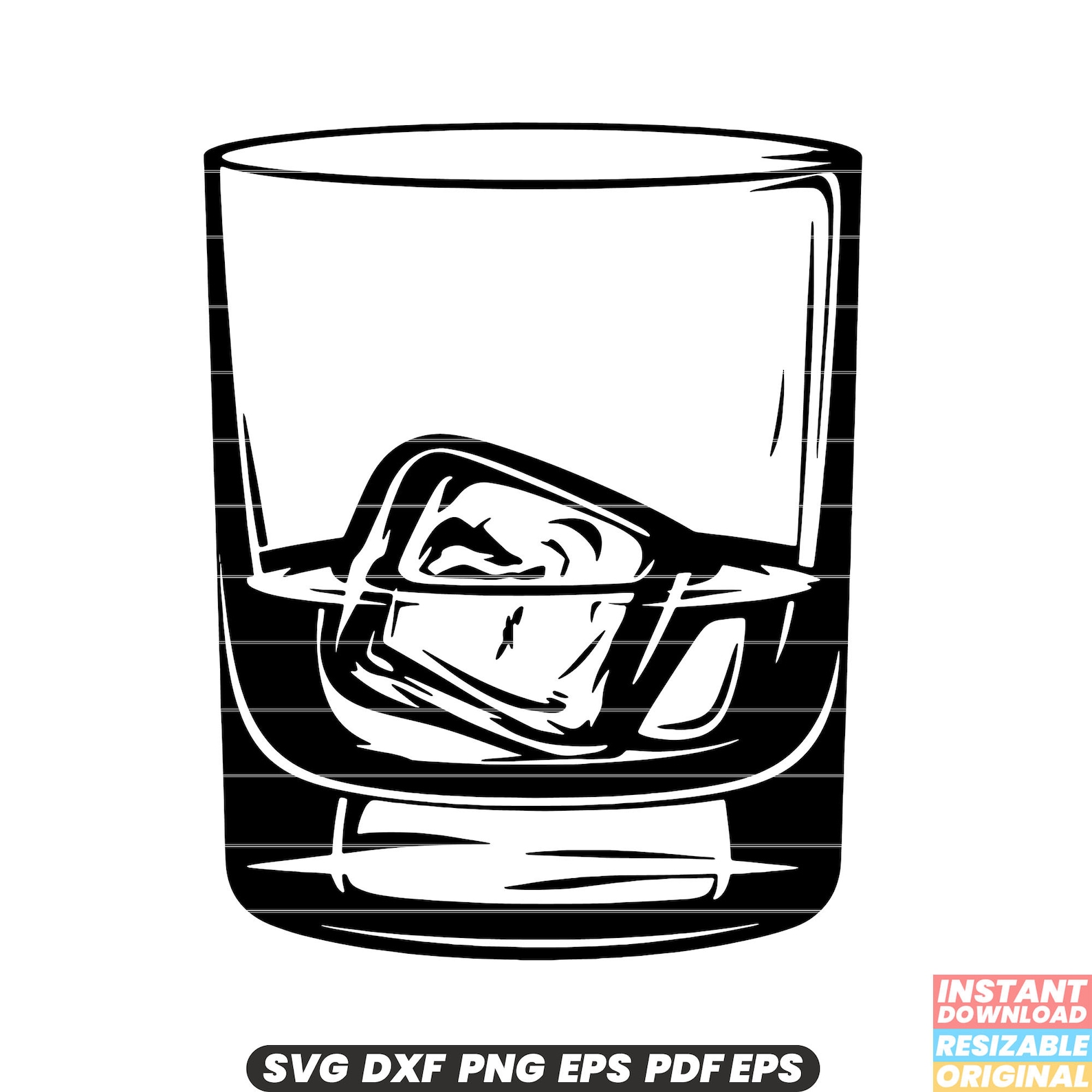 Whiskey Glass SVG Liquor Bottle Illustration Alcoholic Beverage Clipart ...