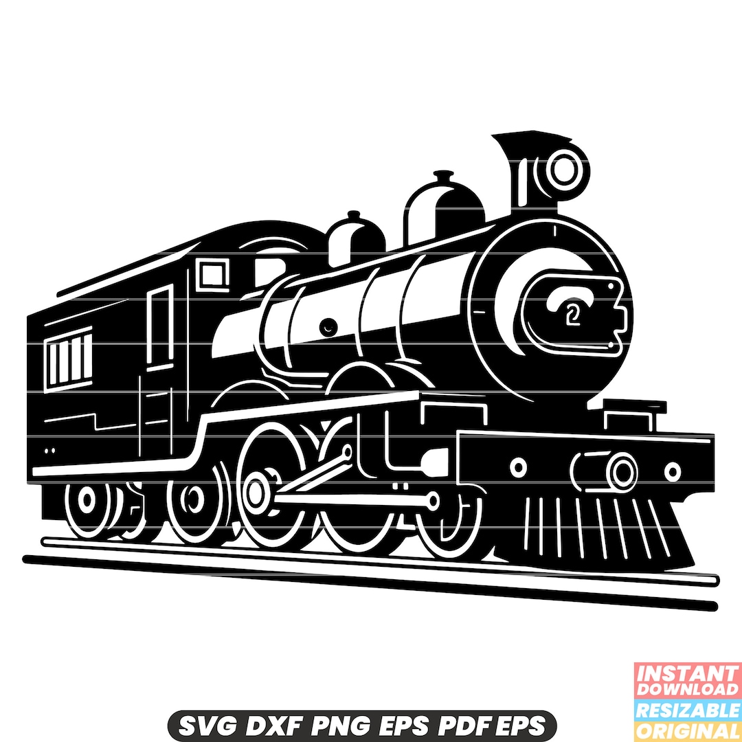 Locomotive Train Engine Rail Transport Steam Vintage Travel Retro SVG ...