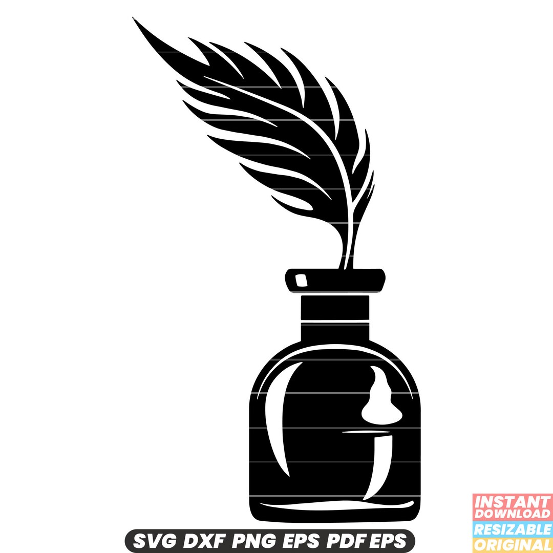 Inkwell SVG Vintage Writing Illustration Inkwell Clipart Antique ...