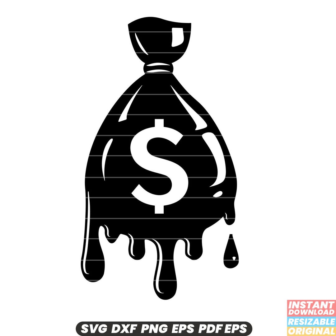 Dripping Melting Money Bag - SVG, DXF, PNG, Cut File & Clipart for ...