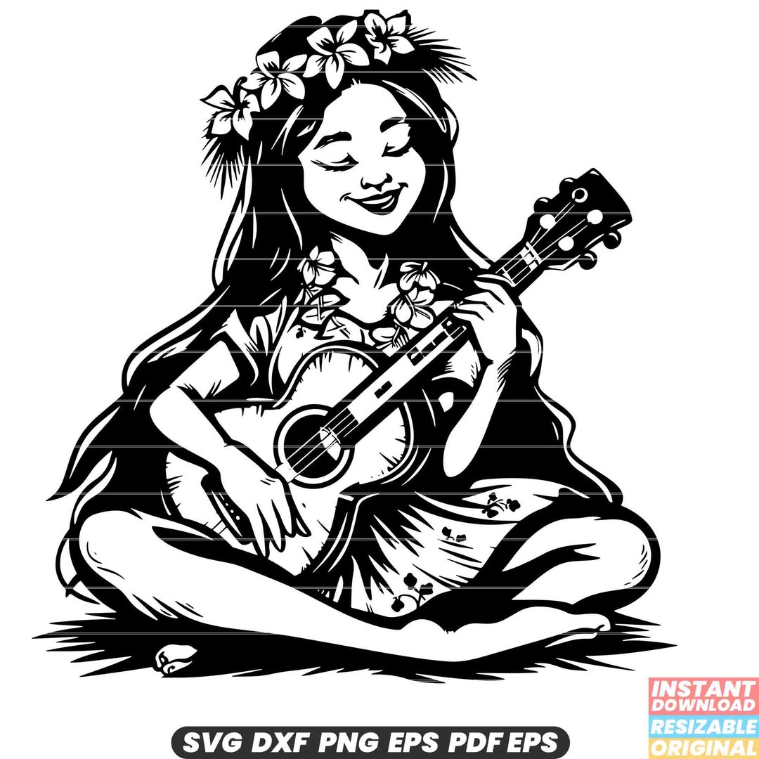 Hula Girl SVG Hawaiian Dance Maui Dancer Bali Oahu Ukulele Aloha Grass ...