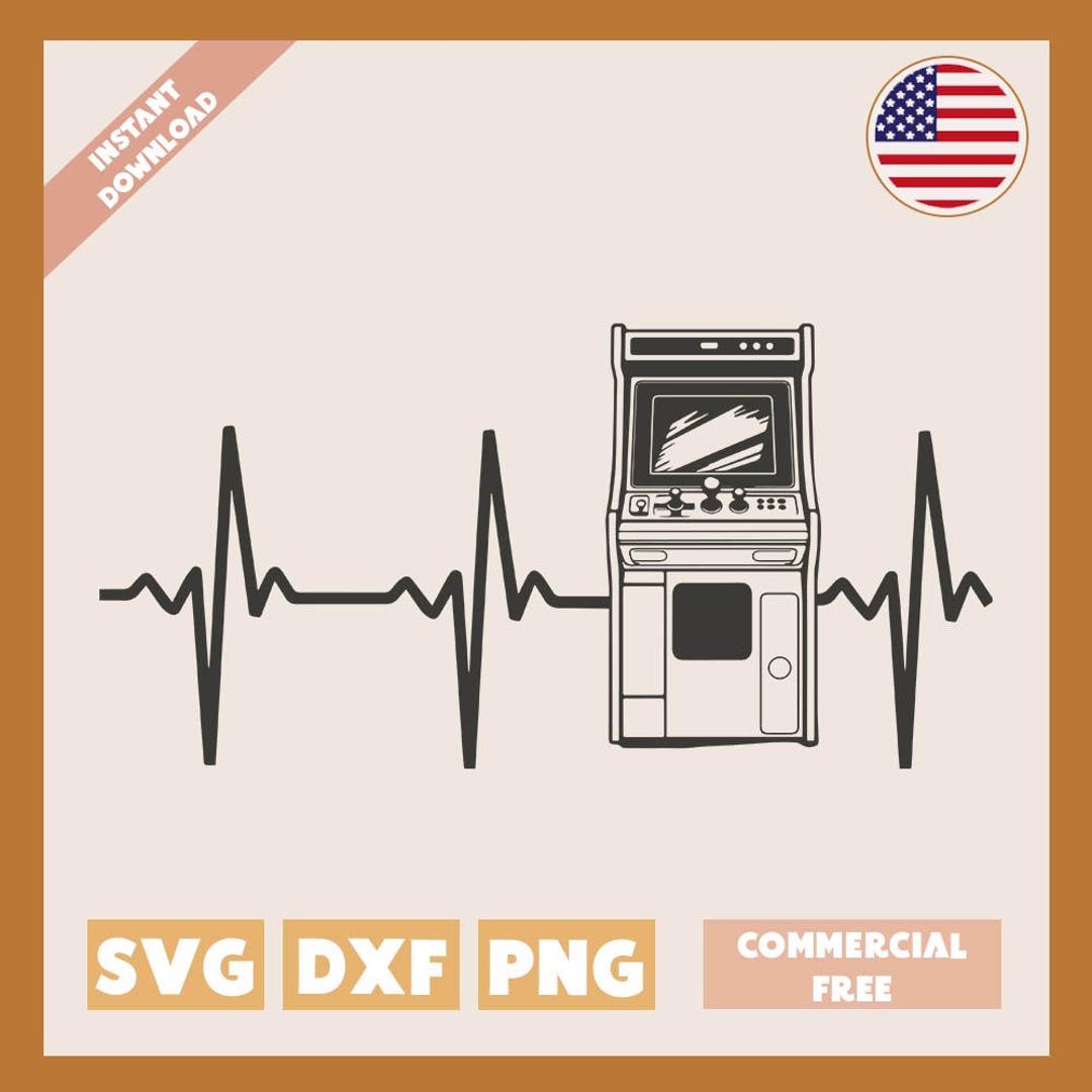 Arcade Machine Heartbeat SVG PNG DXF Ekg Cut File Clipart Instant Download Digital File - Etsy