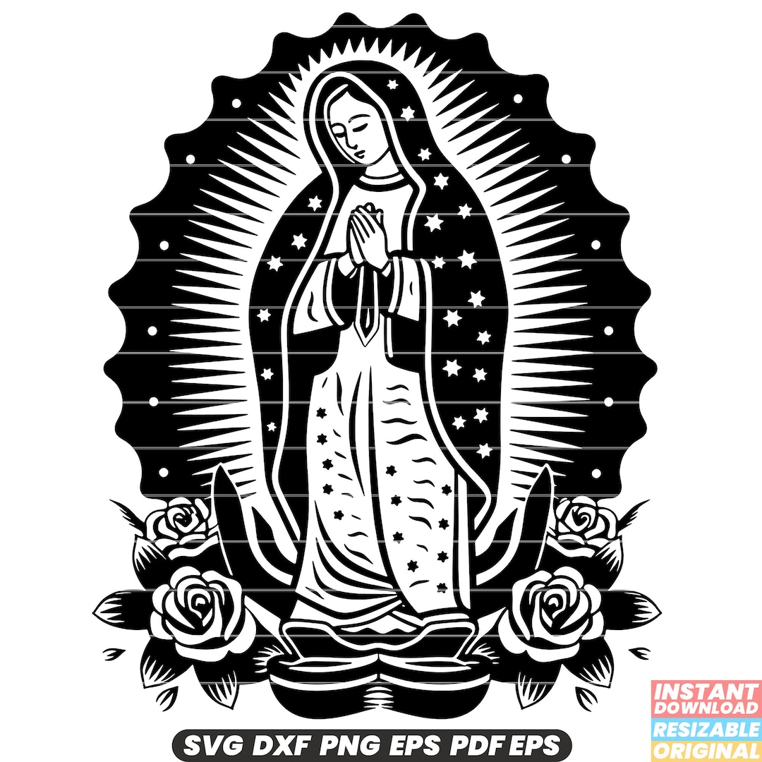 Virgin Mary SVG Religious Icon Christian Art Holy Mother Illustration ...