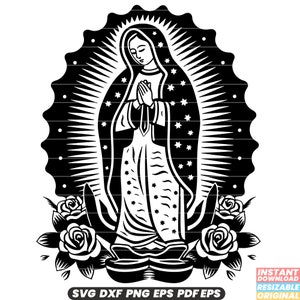 Virgin Mary SVG Religious Icon Christian Art Holy Mother Illustration ...