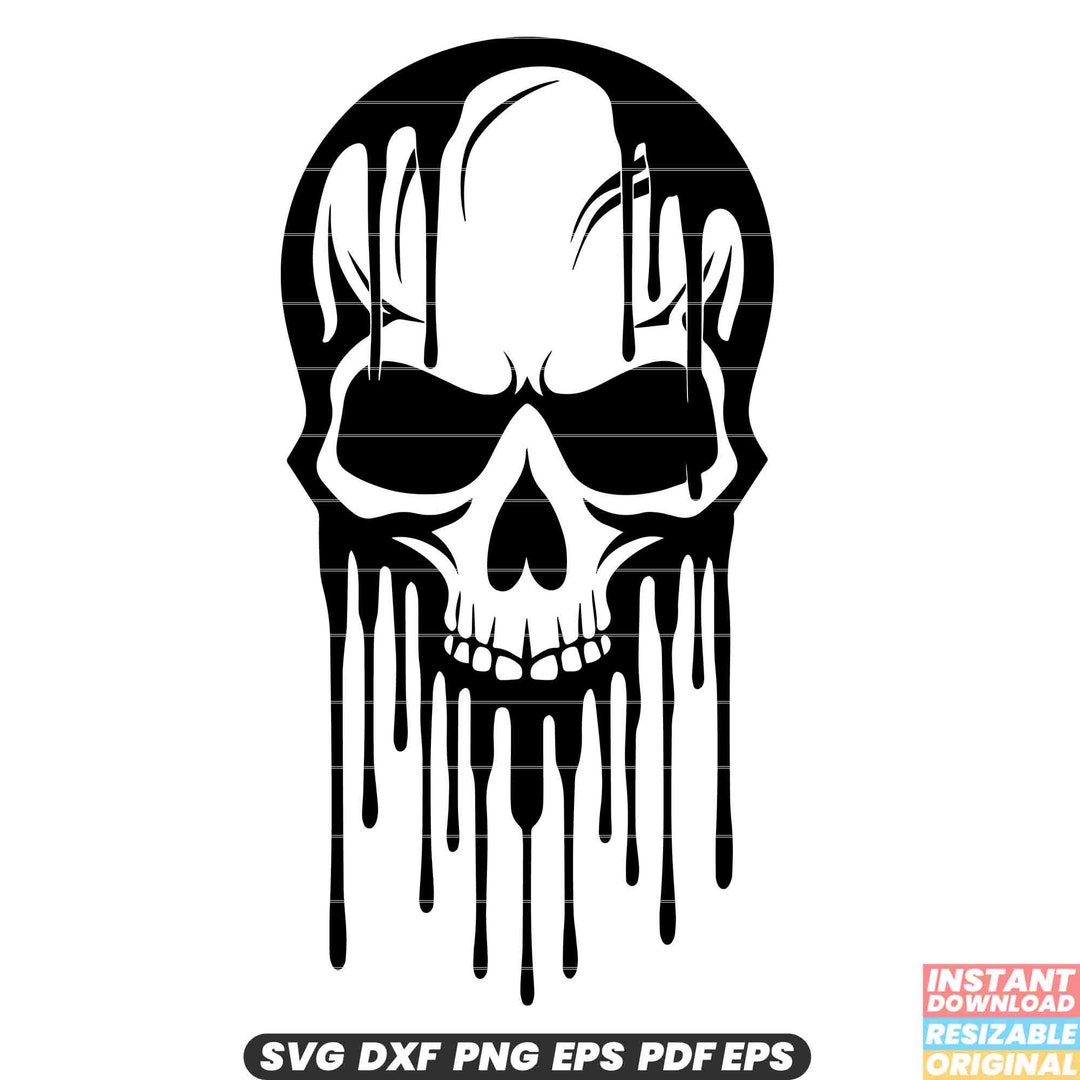 Dripping Skull SVG Spooky Scary Horror Creepy Halloween Bone Melting ...