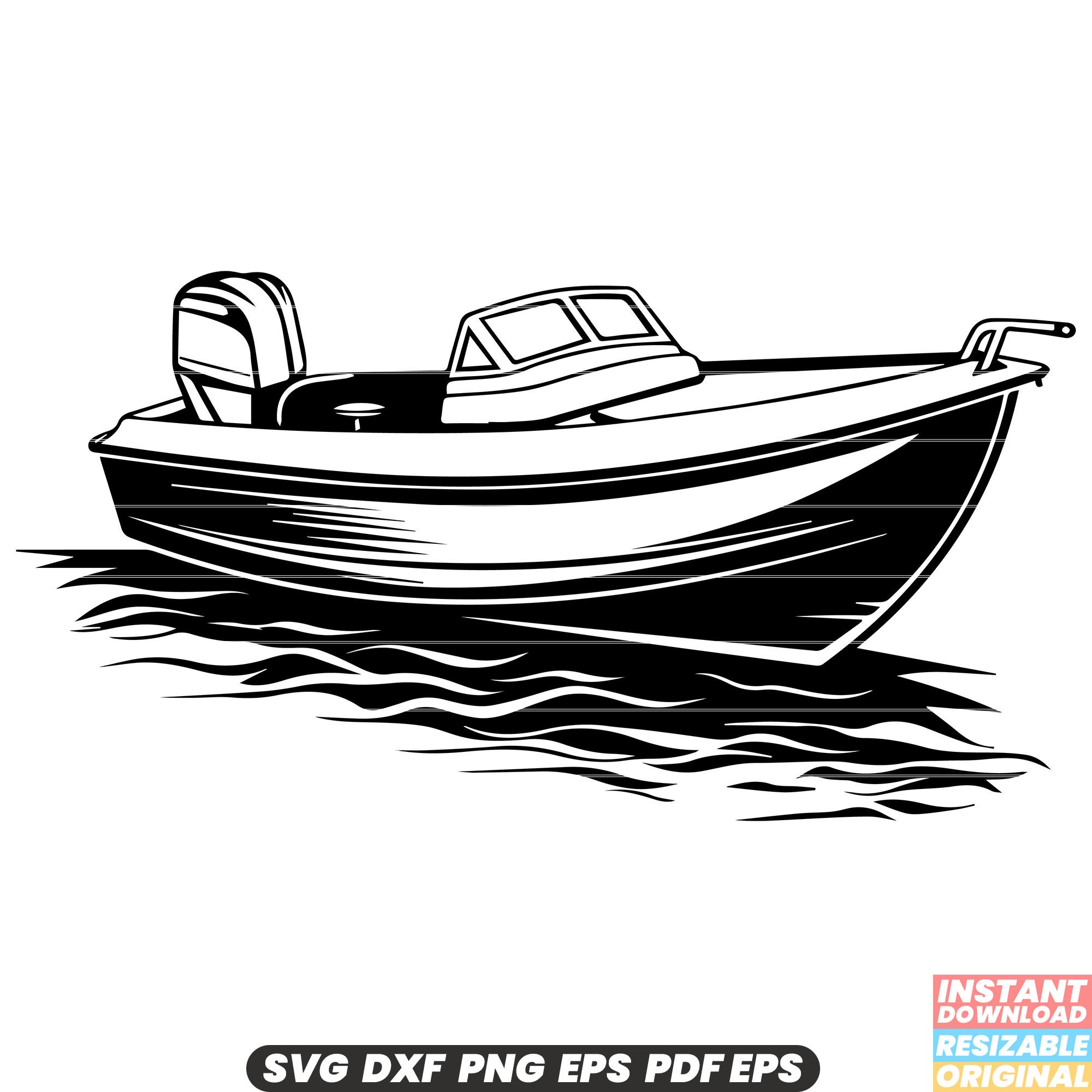 Bass Boat Fishing Angling Sport Watercraft Fisherman Lake SVG DXF PNG ...