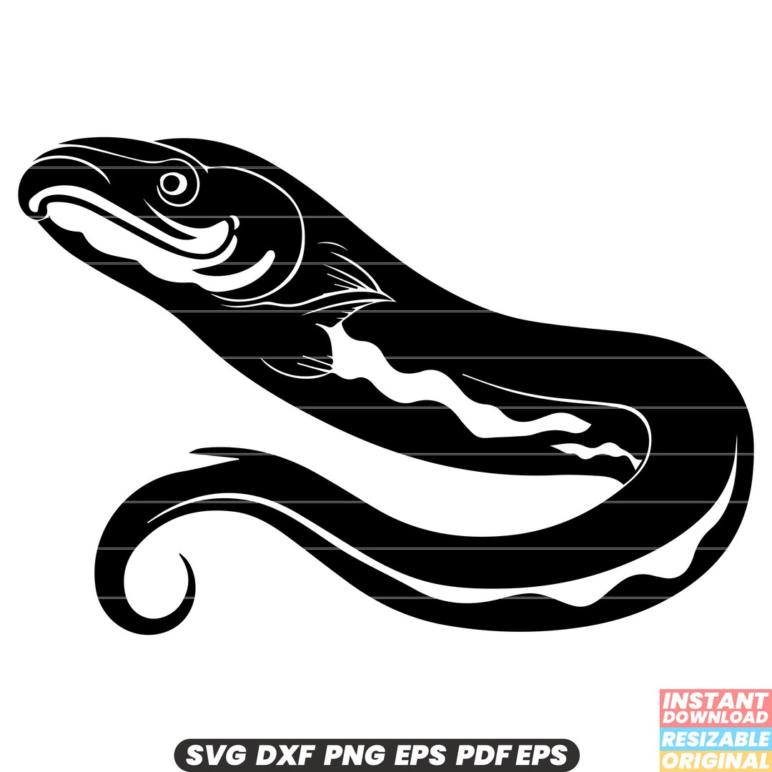 Eel Marine Fish Long Slim Serpentine Creature Ocean Wildlife SVG DXF ...