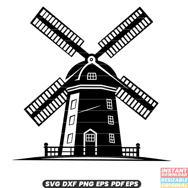 Windmill SVG Farm Equipment Illustration Wind-powered Machinery Clipart ...