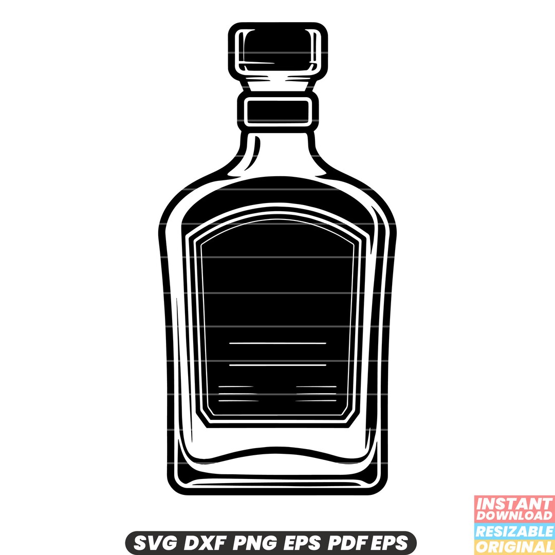 Whiskey SVG Liquor Bottle Illustration Alcoholic Beverage Clipart ...