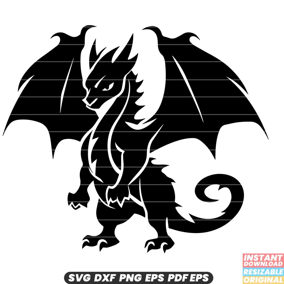 Dragon SVG Mythical Creature Fantasy Fire-breathing Reptile Legendary ...