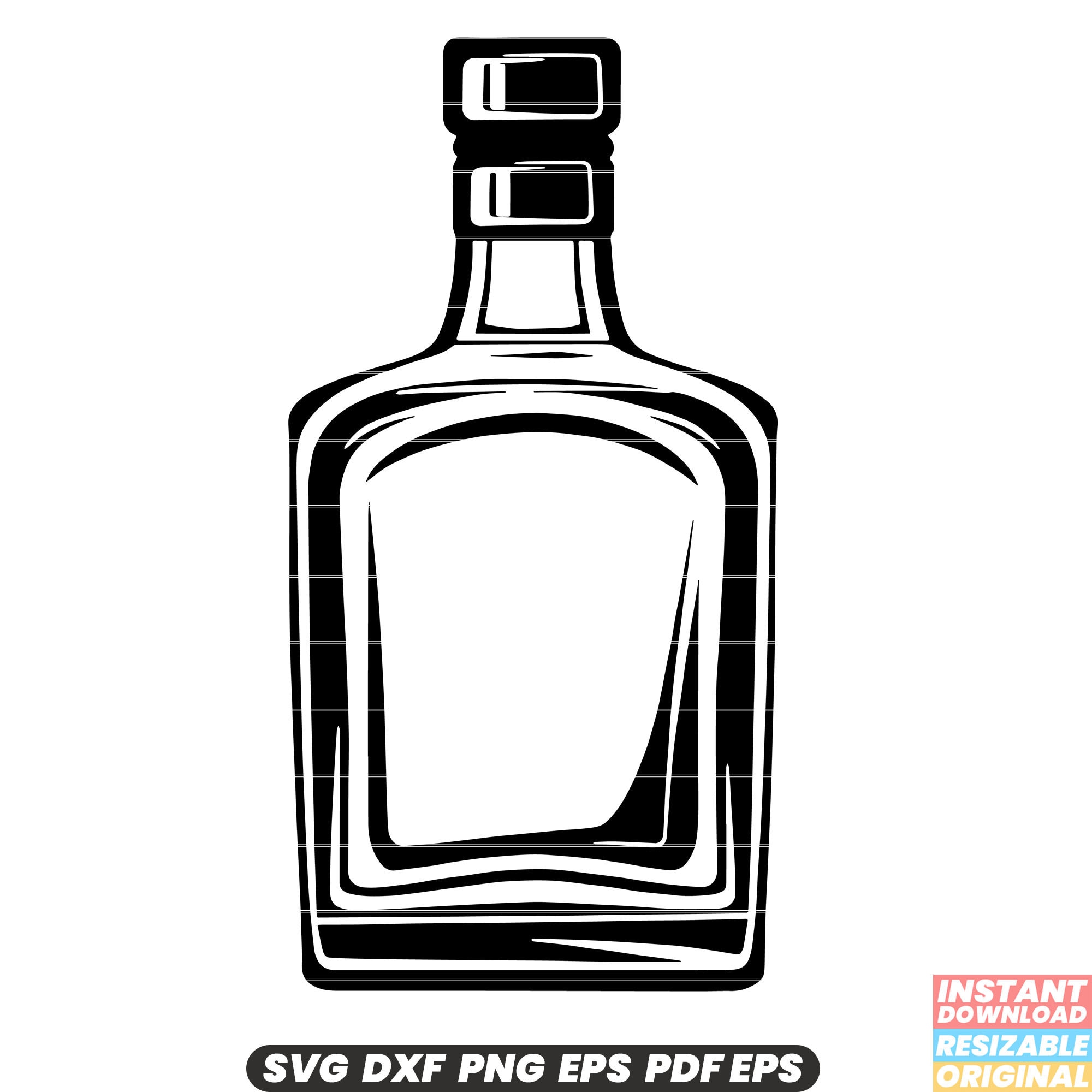 Whiskey Bottle SVG Liquor Bottle Illustration Alcoholic Beverage ...