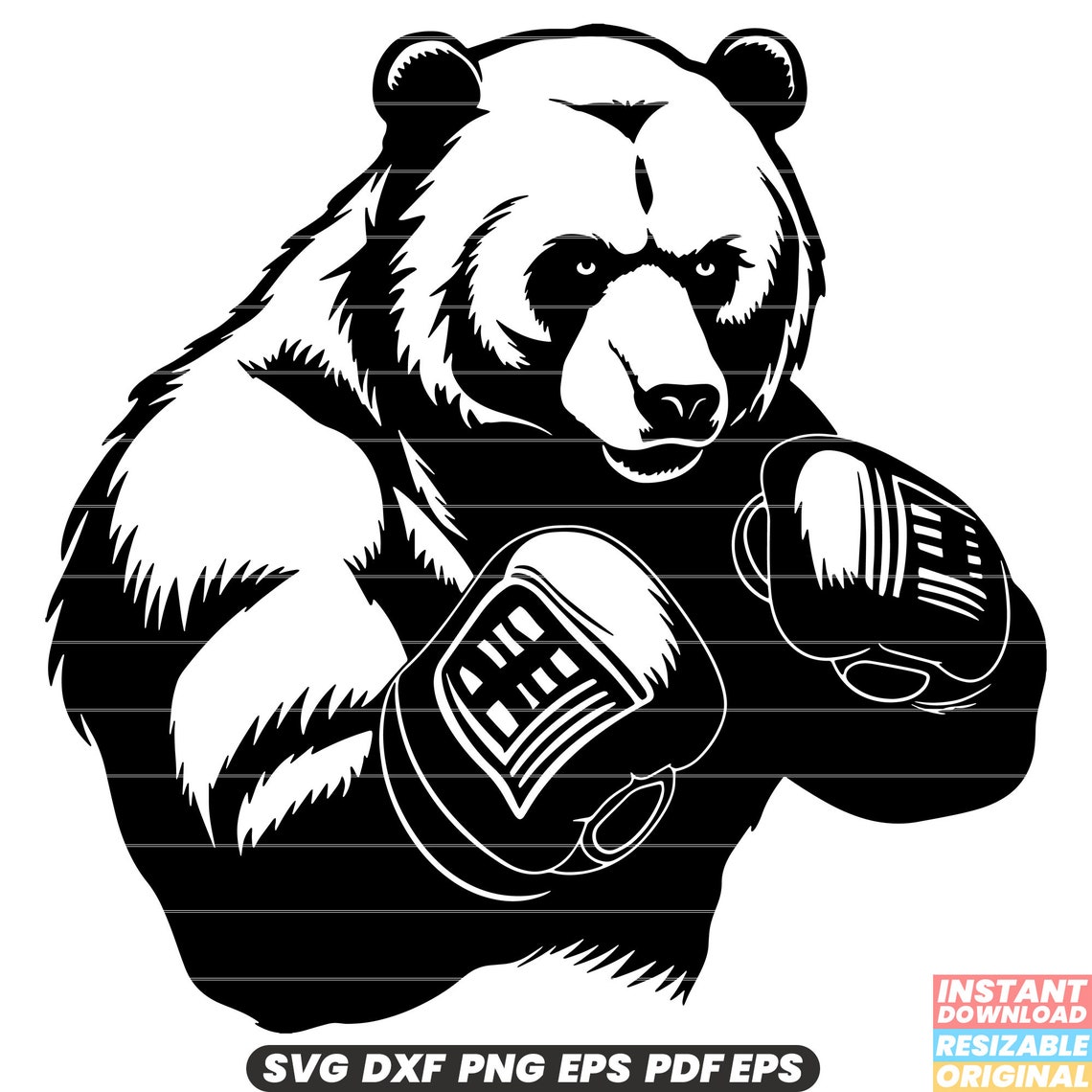 Bear With Boxing Gloves SVG DXF PNG Boxing Champ Cut File - Etsy
