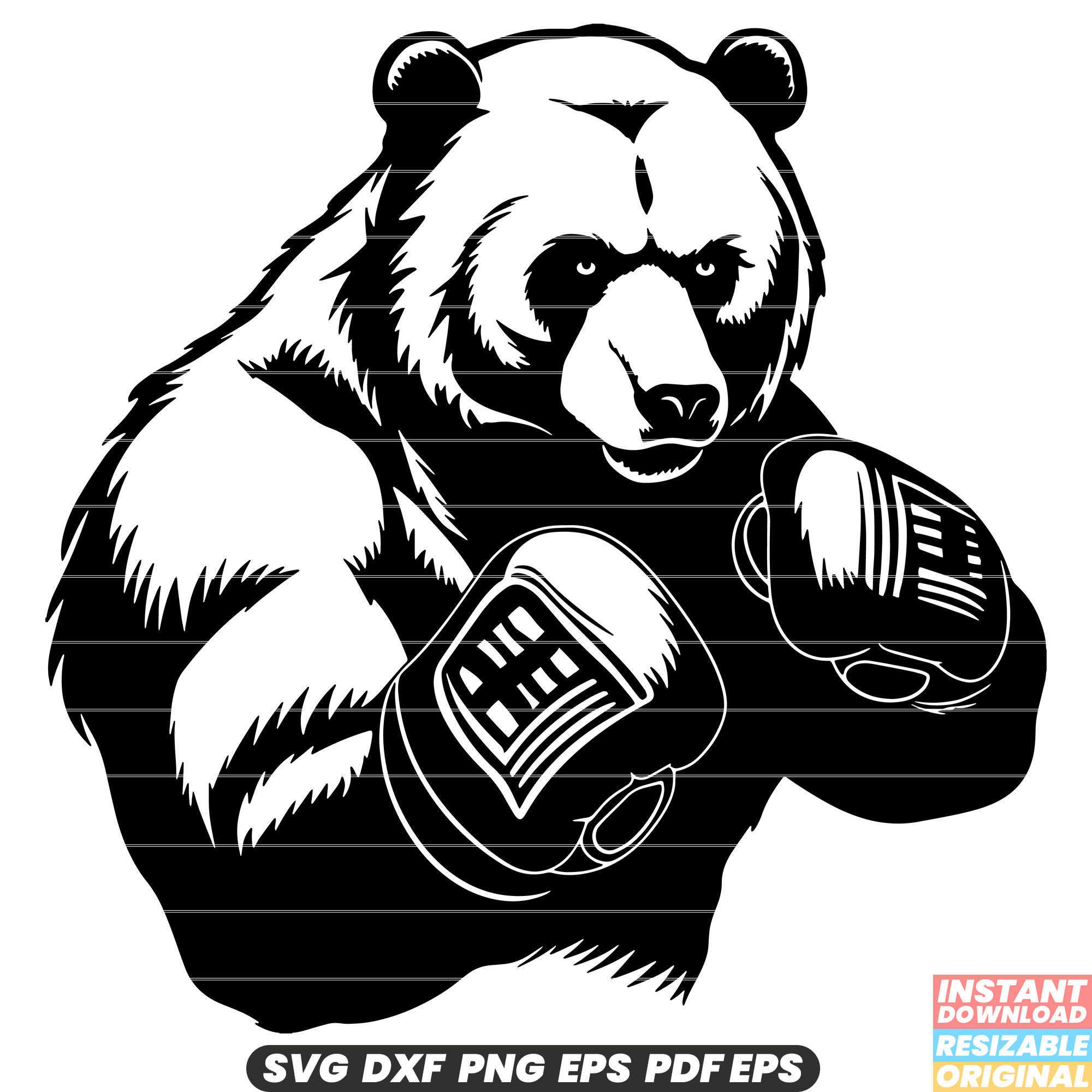 Bear With Boxing Gloves SVG DXF PNG Boxing Champ Cut File - Etsy
