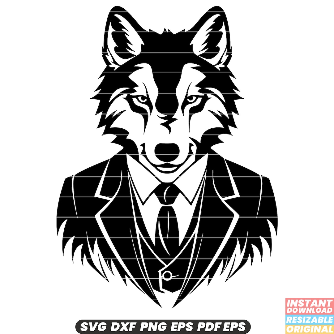 Wolf in Suit SVG Animal Illustration Dapper Wolf Clipart Business ...