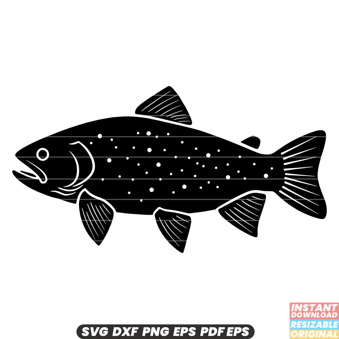 Trout SVG Fish Illustration Trout Clipart Freshwater Graphic Angling ...